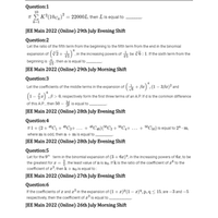 JEE Mains Previous Year Questions (2022): Binomial Theorem and its Simple Applications PDF Download