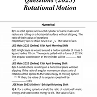 JEE Mains Previous Year Questions (2023): Rotational Motion PDF Download