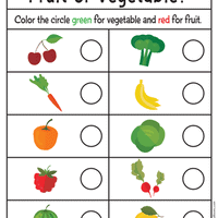 Printable Worksheet: Fruits and Vegetables- 3 - LKG PDF Download