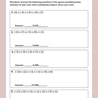 Visual Worksheet Solutions: Multiplying Integers - Mathematics (Maths ...