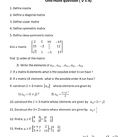 Matrices - Question Bank, Mathematics, Engineering, Semester ...