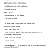 Format of Invitation and Replies - CBSE Class 12 English Notes PDF Download