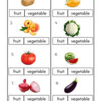 Printable Worksheet: Fruits and Vegetables- 1 - LKG PDF Download