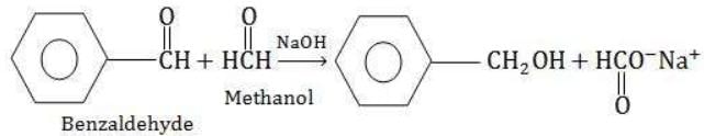 A mixture of Benzaldehyde and Formaldehyde on heating with aqueous NaOH ...