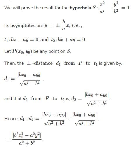 The product of the perpendicular, drawn from any point on a hyperbola ...
