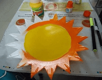 Craft Ideas: Thermocol Styrofoam Plate Sun - Hands on Art and Craft ...