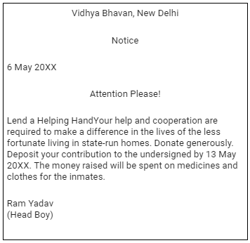 Notice Writing - English Grammar Class 7 PDF Download