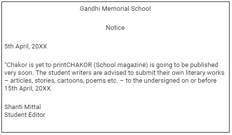 Notice Writing - Notes | Study English Grammar Class 7 - Class 7