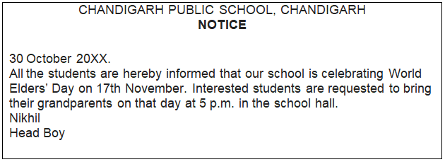 Worksheet Solutions: Notice Writing - Class 6