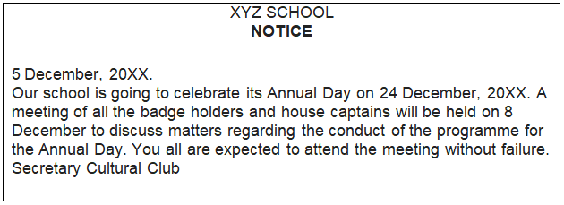 Worksheet Solutions: Notice Writing - Class 6 PDF Download