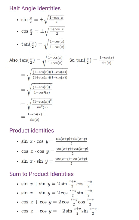 List Of Essential Trigonometry Formulas For Class 10 11 And 12 Notes List Of Essential Trigonometry Formulas For Class 10 11 And 12 Notes