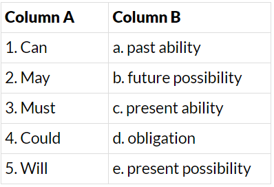Modals Class 6 Worksheet English Grammar