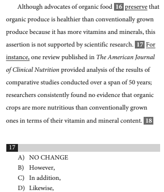 Transition Questions on SAT Writing: Tips and Examples - Reading and ...