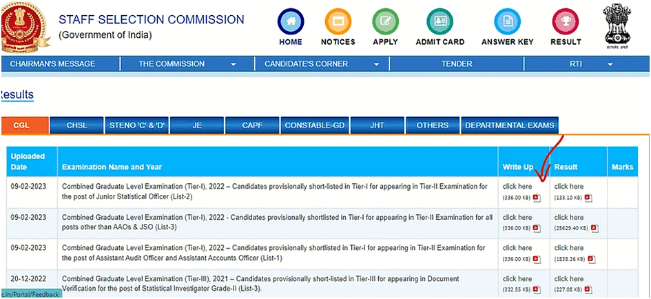 SSC CGL Cut Off Tier 1 2022 PDF Download
