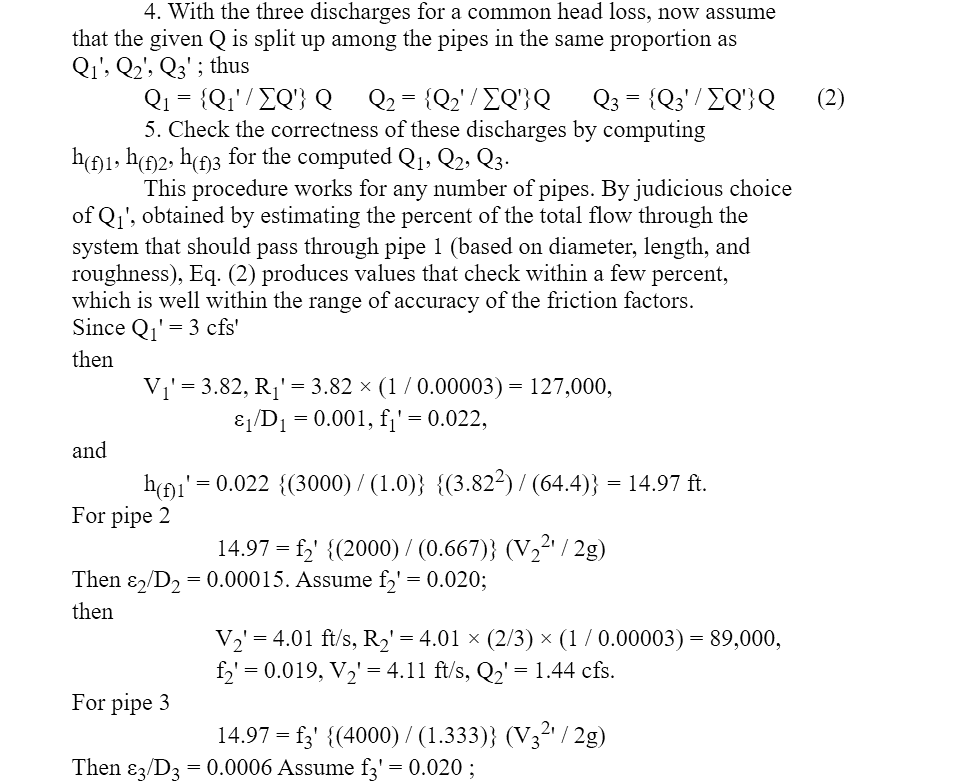 Questions for Flow Through Pipes - Fluid Mechanics for Civil ...