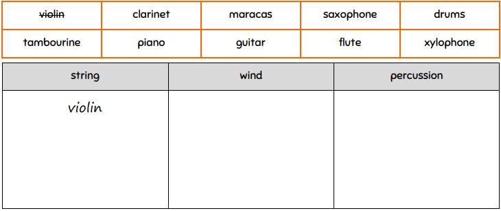 Worksheet: Musical Instruments - 2 - EVS for LKG PDF Download