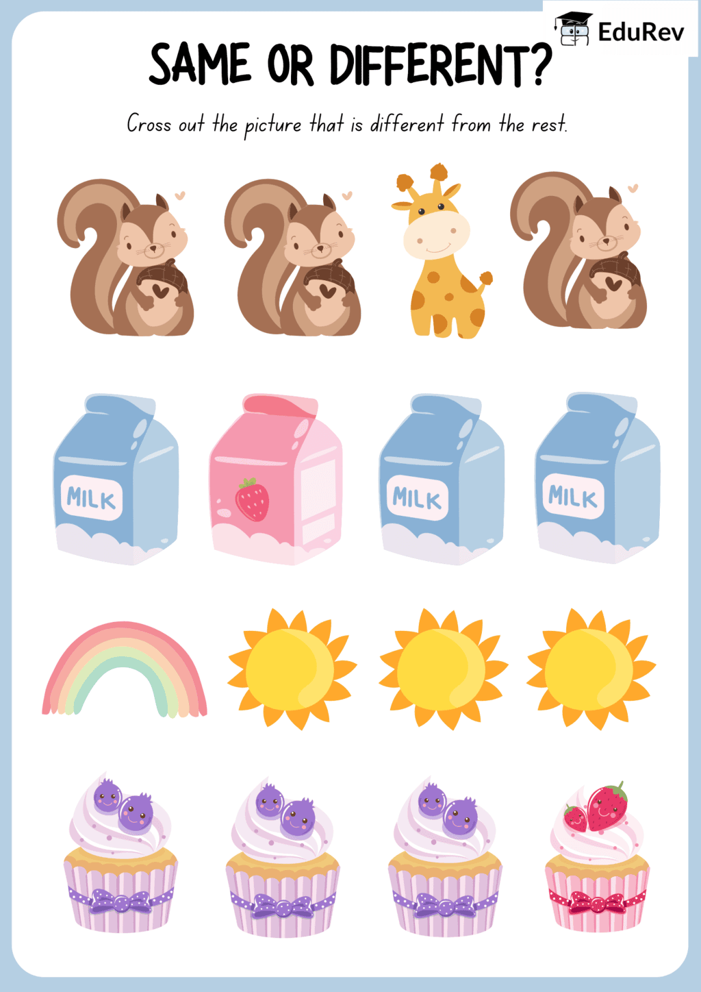 Printable Worksheet: Same or Different? - Maths for LKG PDF Download