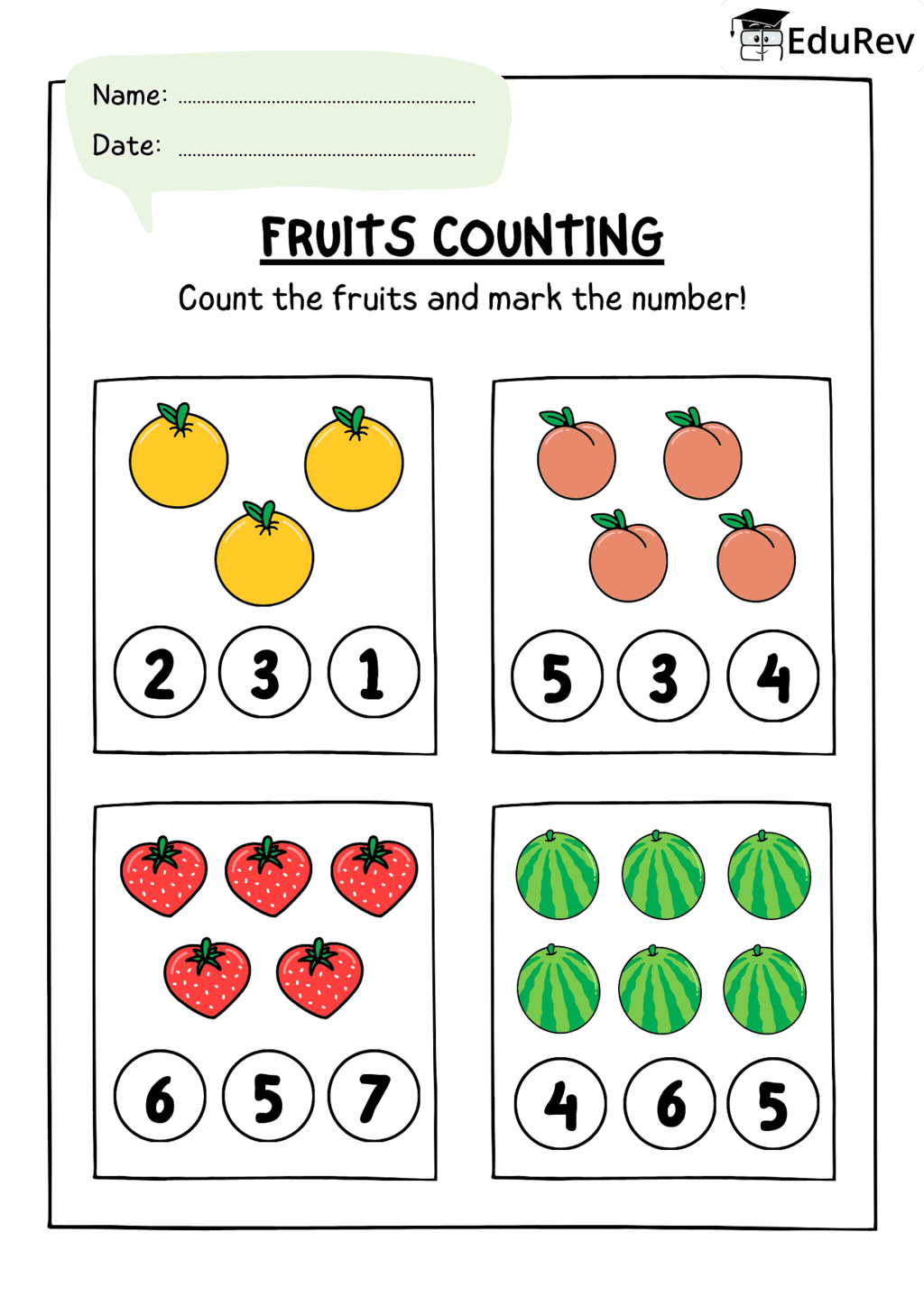 Visual Worksheets - Counting - Maths for LKG PDF Download