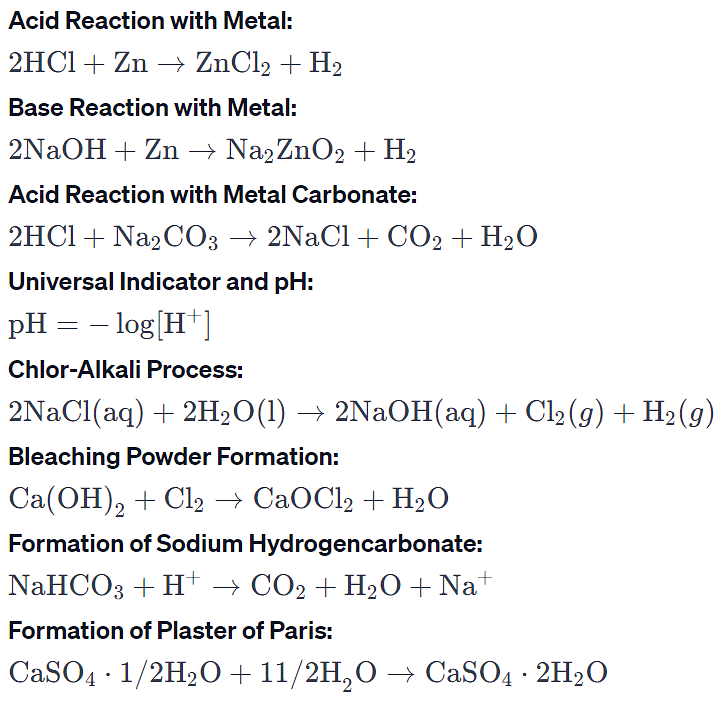 Important Equations and Definitions: Acids, Bases and Salts - Science ...
