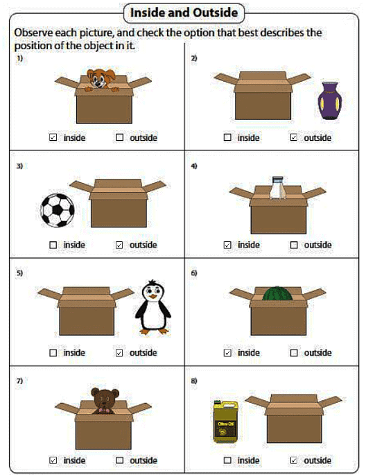 Worksheet Solutions: Inside and Outside - Maths for LKG PDF Download