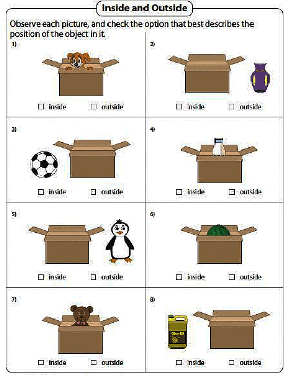 Worksheet Solutions: Inside and Outside - Maths for LKG PDF Download