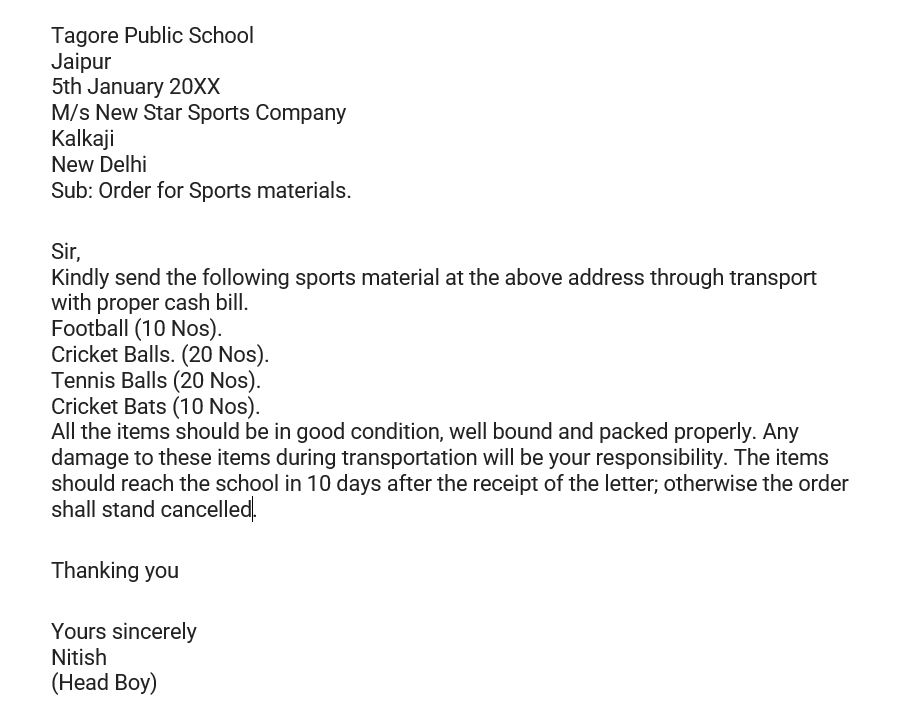 How to Write Formal Letters With Example - English Class 8 PDF Download