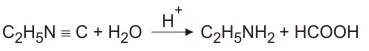 Ethyl isocyanide on acidic hydrolysis generatesa)Ethylamine salt and ...