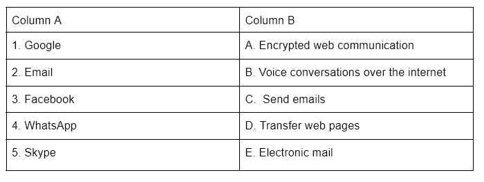 Worksheet: Internet and Web Services - Computer Application: Class 10 ...