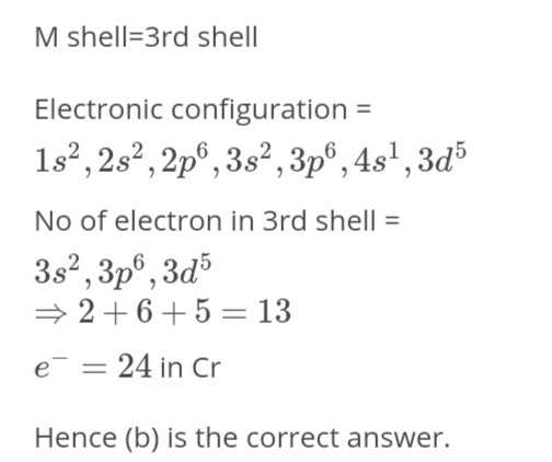 In the ground state, an element has 13 electrons in its "M shell". The ...