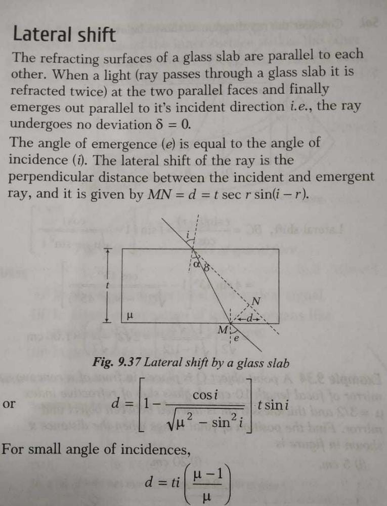 What is lateral shift? (Light reflection and refraction)? - EduRev Verbal Question