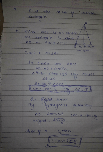 What is formula of area Of an isosceles, equitorial triangle - EduRev ...