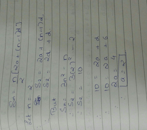 If the sum of first n terms of an A.P. be 3n2 - n and its common ...