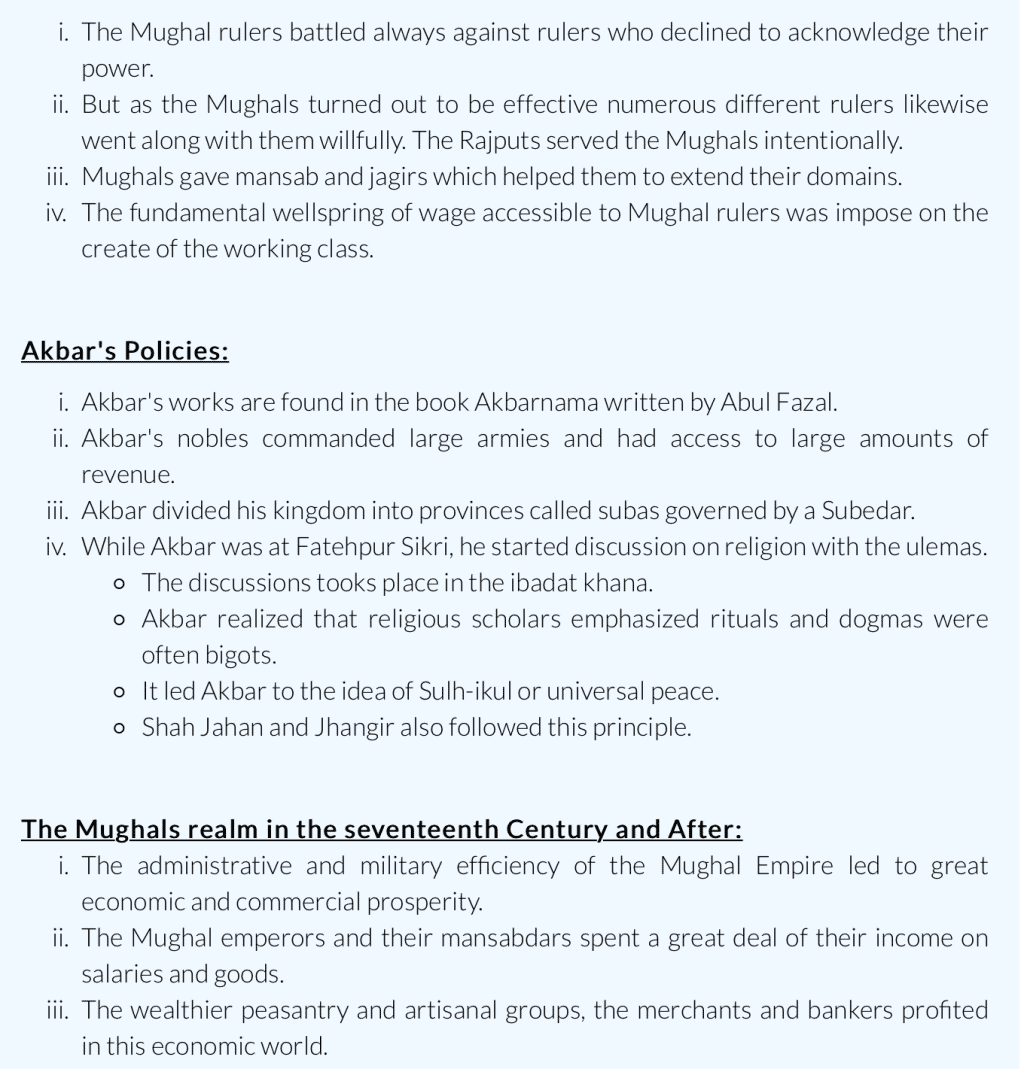 Notes of ch 4 Mughal Empire class 7 PDF Download Notes of ch 4 Mughal Empire class 7 PDF Download