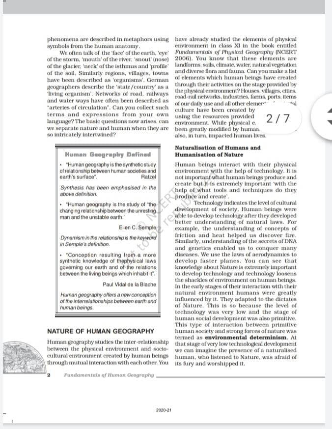 Textbook of human geography class 12 - Humanities/Arts PDF Download