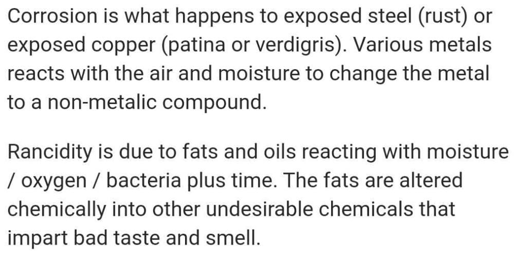 difference between corossion and rancidity Related: NCERT Solutions ...