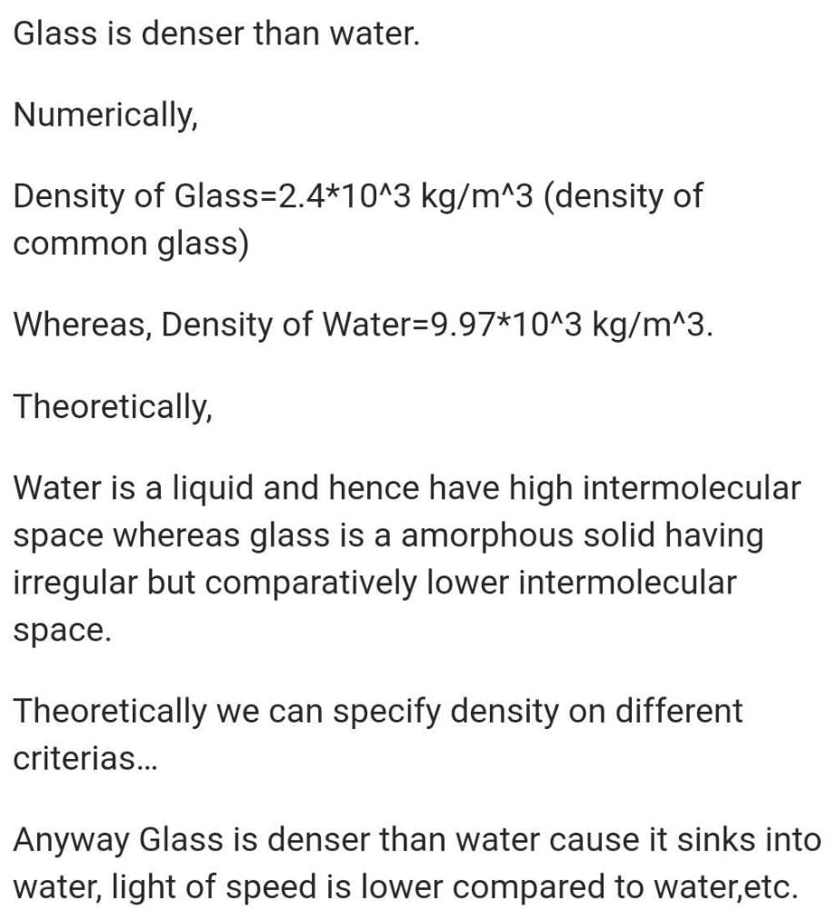 Which Has More Optical Density Glass Or Water Related Refraction Of