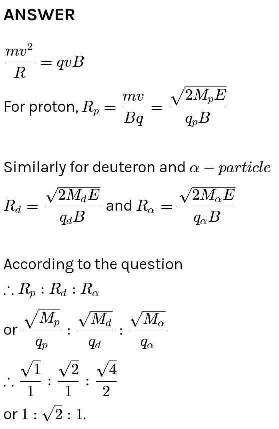 A Proton A Deuteron And An Alpha Particle Have Equal Kinetic Energies