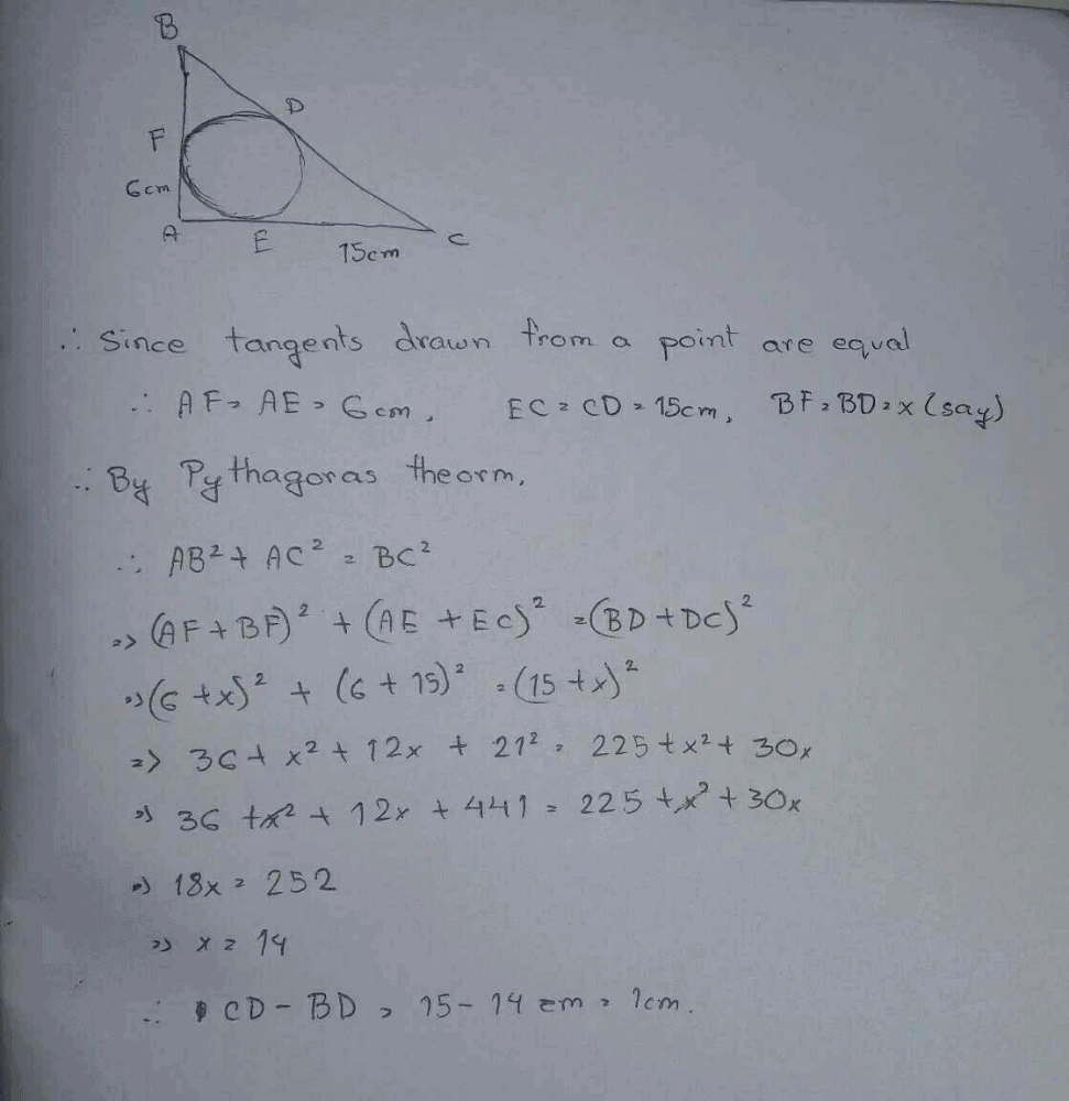 In the given diagram an incircle DEF is circumscribed by the right ...