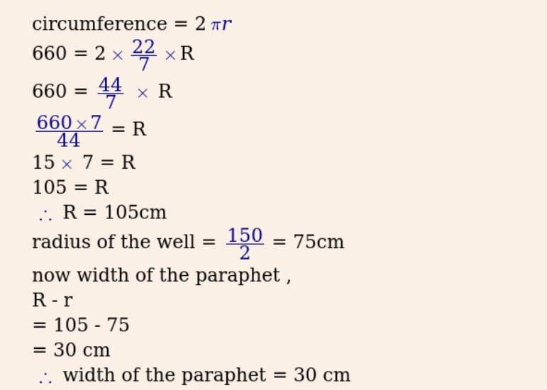 A well of diameter 150 cm has a stone parapet around it. If the length ...