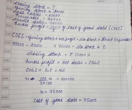 Calculate Closing Stock From Details Opening Stock 20000 Cash Sales