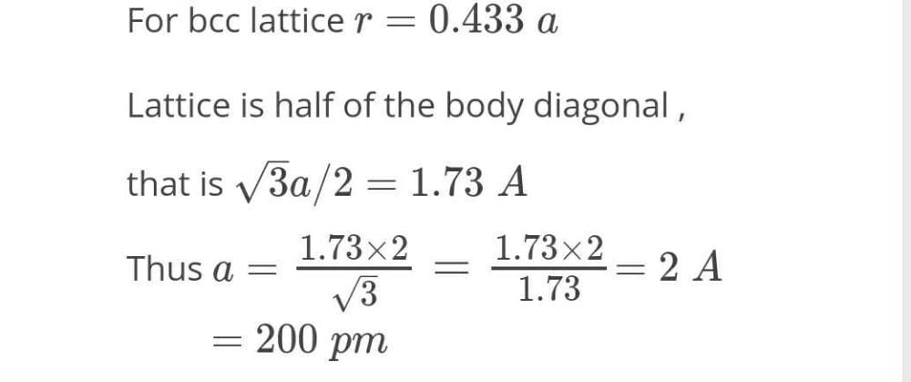 A solid has a bcc structure. If the distance of closest approach ...