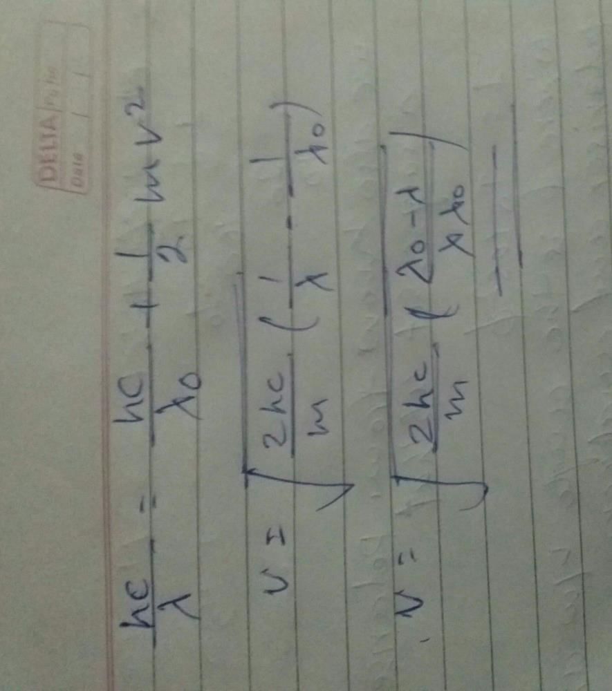 If Andlambda0 And Andlambda Be Threshold Wavelength And Wavelength Of Incident Light The 