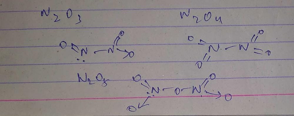 Among the oxides of nitrogen :N2O3, N2O4 and N2O5 ; the molecule(s ...