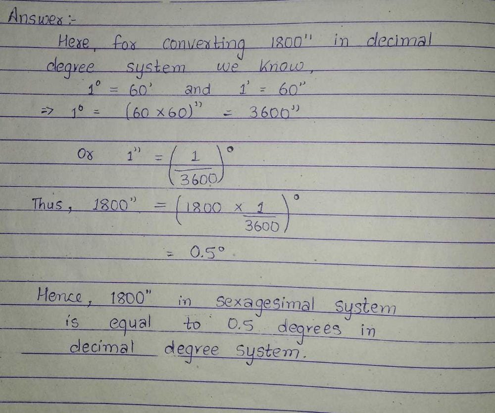 How can we convert 1800 which is in sexagesimal system into decimal ...