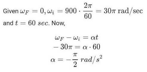 A wheel is rotating at 900 r.p.m. about its axis When power is cut off ...
