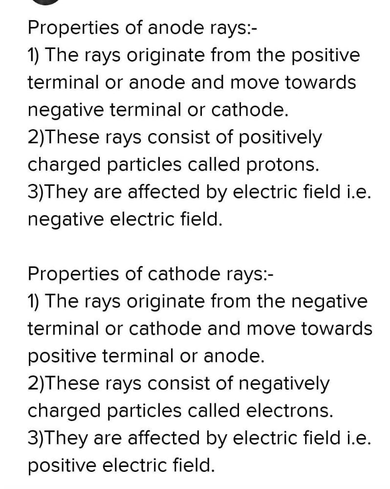 Give at least five properties of anode and cathode rays? - EduRev Class ...