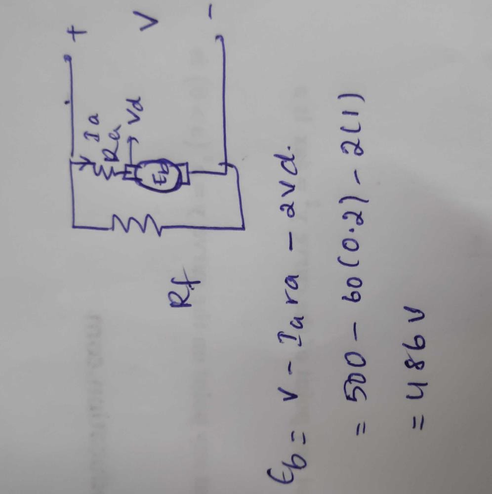 A 4-pole, 500 V shunt motor has 720 wave connected conductors on its ...