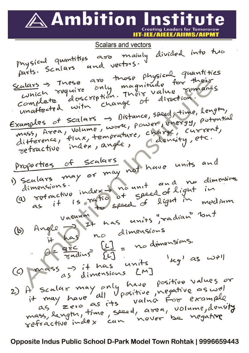 Scalar and Vector Theory Sheets, Class 12, Electrostatics (IIT and AIPMT) - Class 11 PDF Download