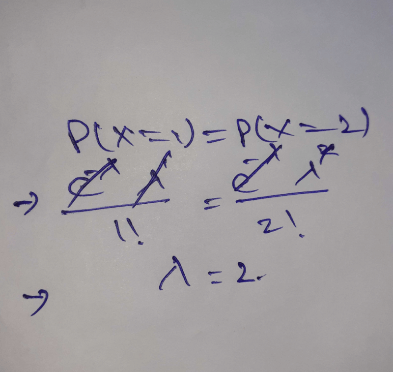 For a Poisson variate X, P(X = 1) = P(X = 2). What is the mean of X?a)1b)3/2c)2d)5/2Correct ...