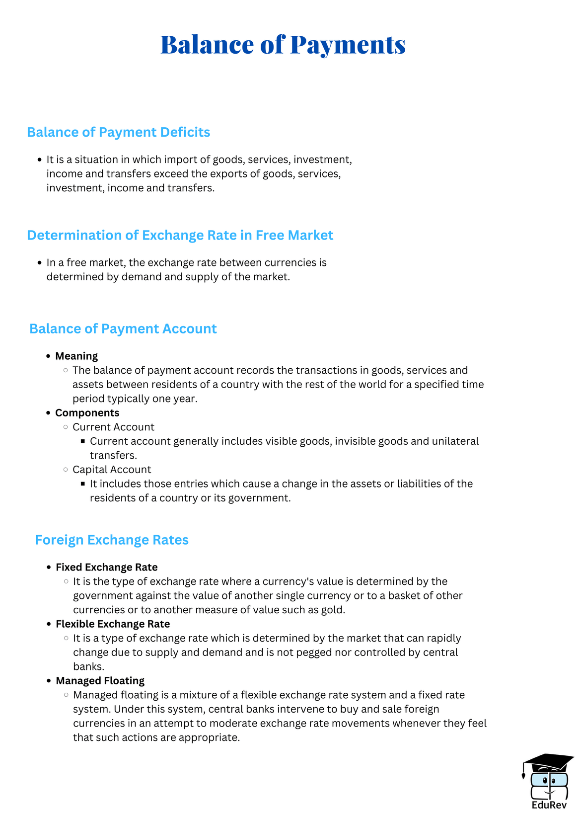 Mind Map: Balance of Payments | Economics Class 12 - Commerce